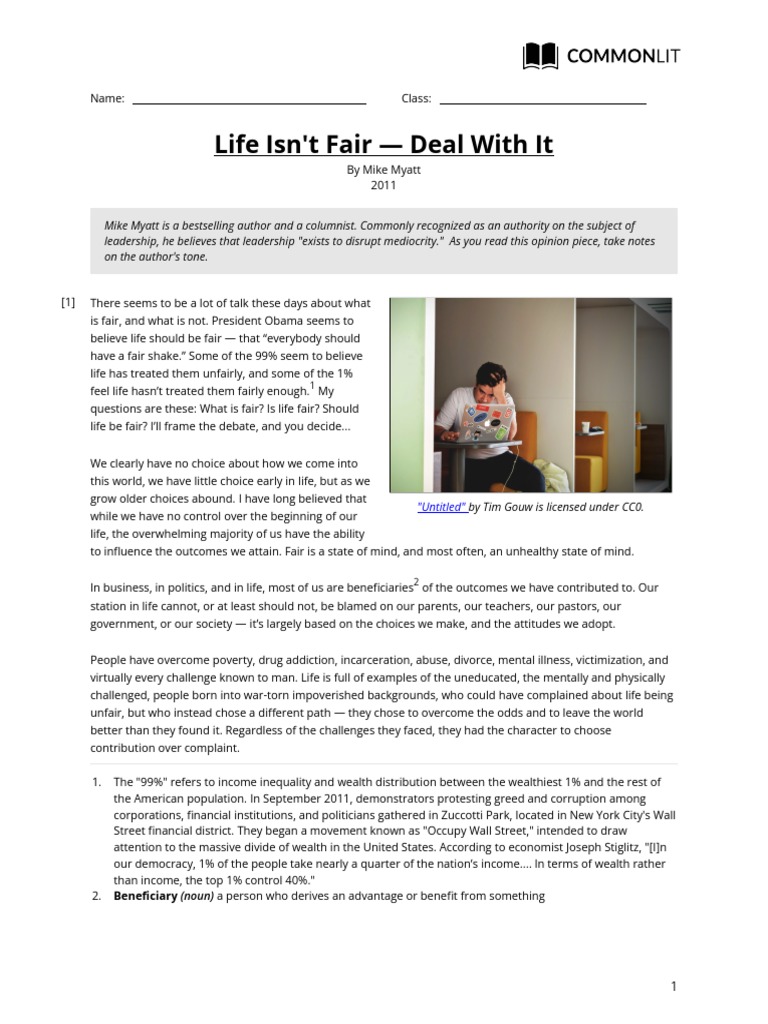 Life Isnt Fair - Deal With It-Teacher-12 | PDF | Poverty | Poverty ...