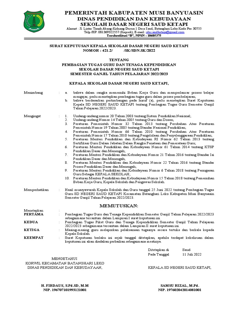 SK Tugas 2022-2023 - 1 | PDF