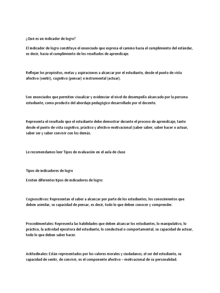 ¿Qué Es Un Indicador de Logro | PDF | Evaluación | Aprendizaje