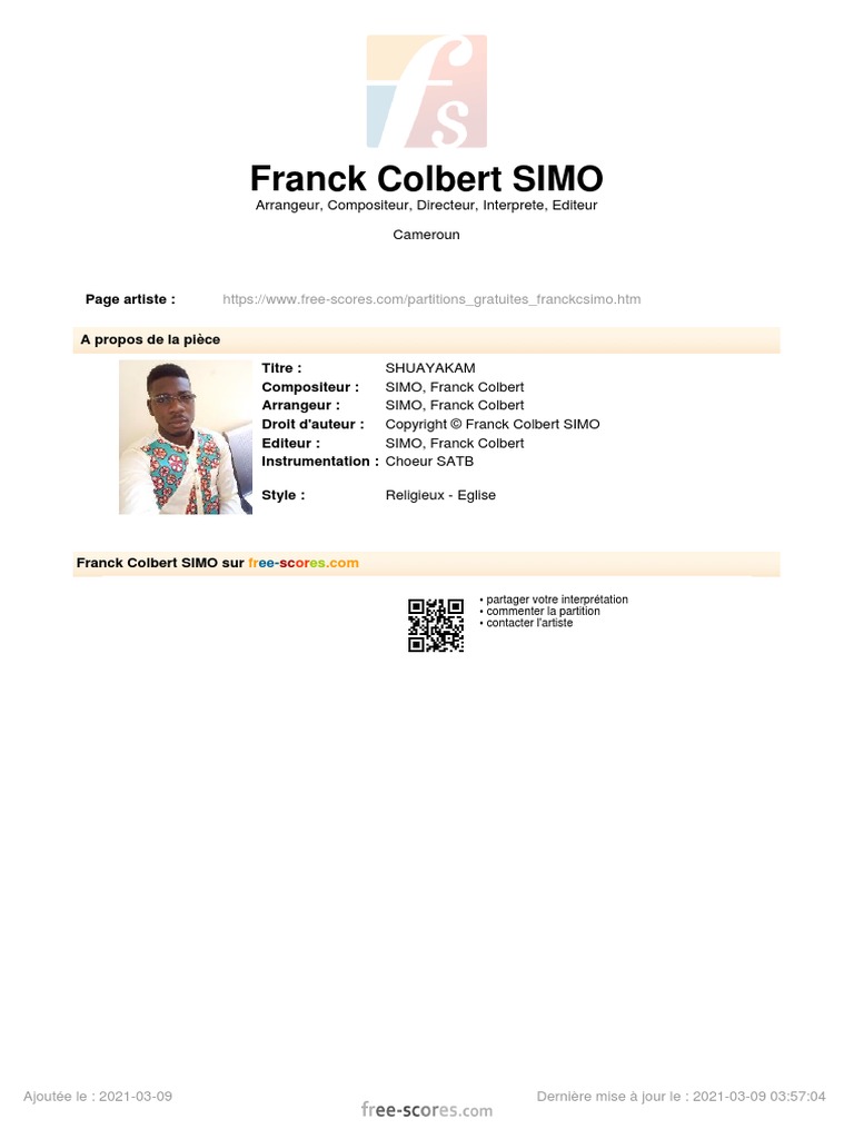 (Free Scores - Com) - Simo Franck Colbert Shuayakam 171450 | PDF