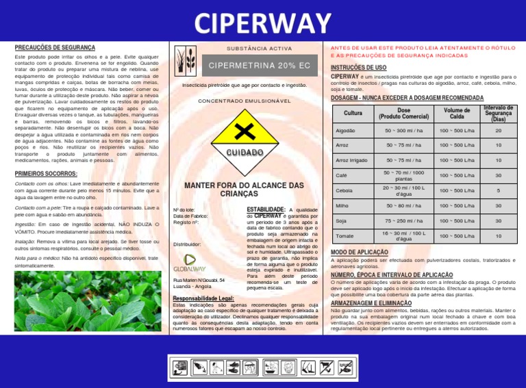 Ficha Técnica - Ciperway Cipermetrina 20 Ec | PDF | Inseticida ...