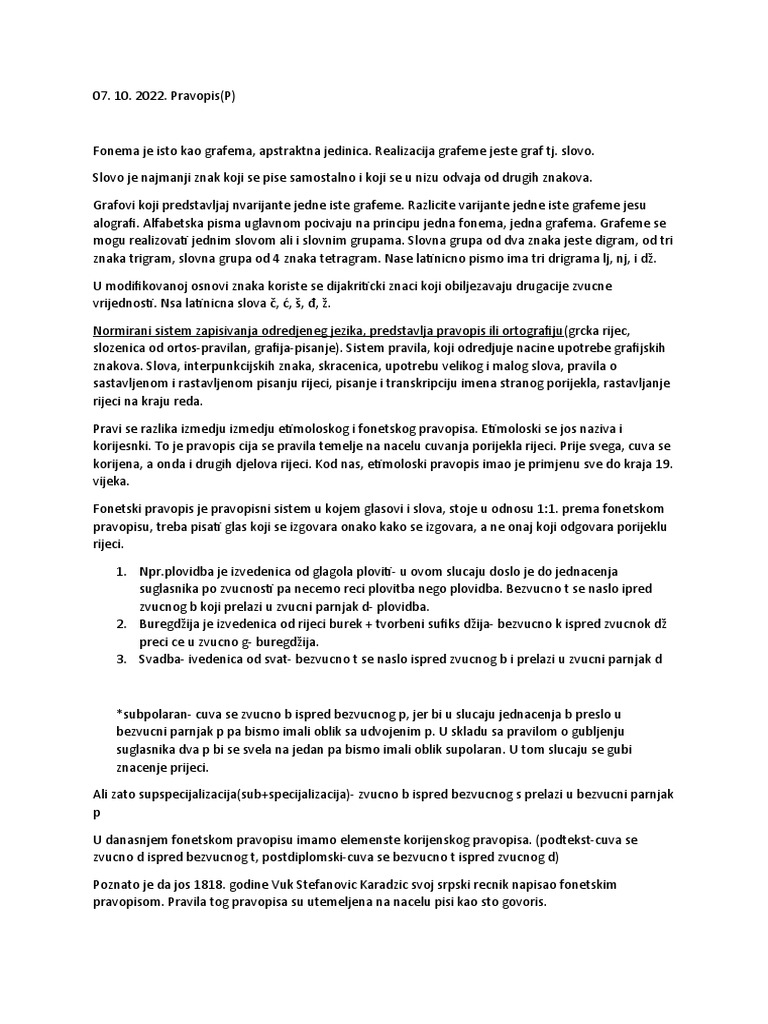 Pravopis Predavanje II Vjezbe | PDF