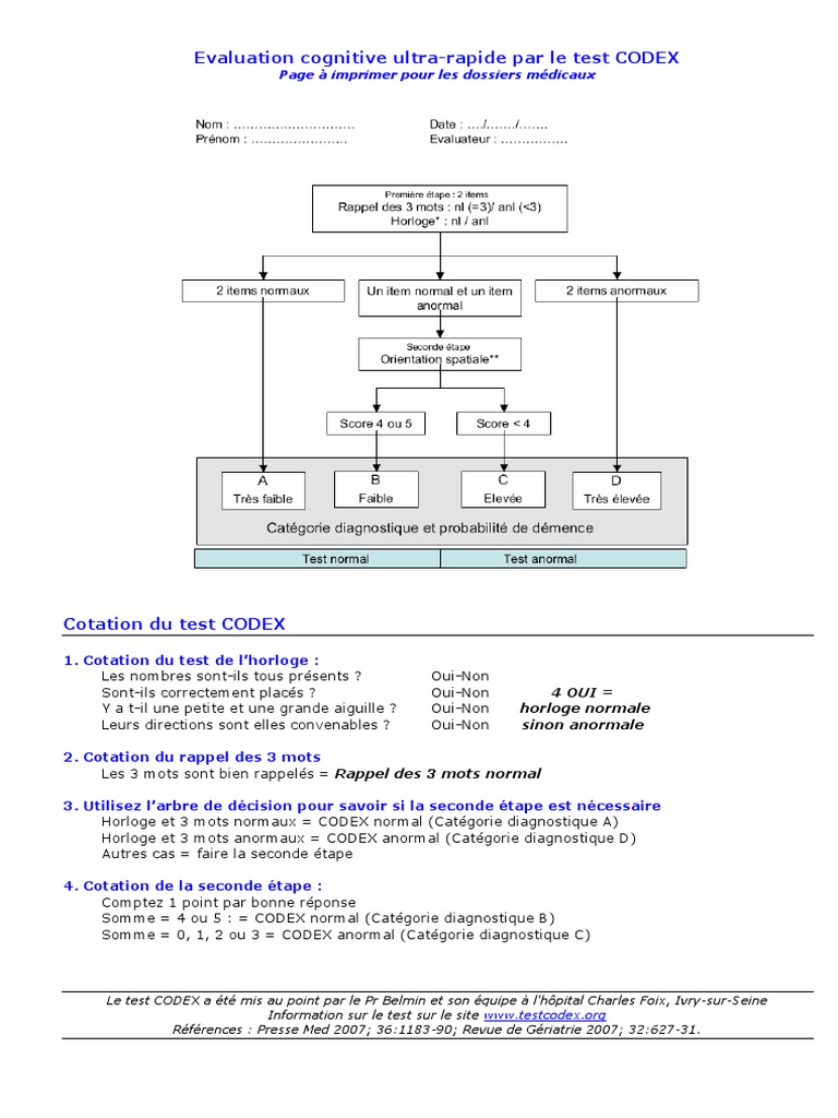 Cotation Du Test CODEX | PDF