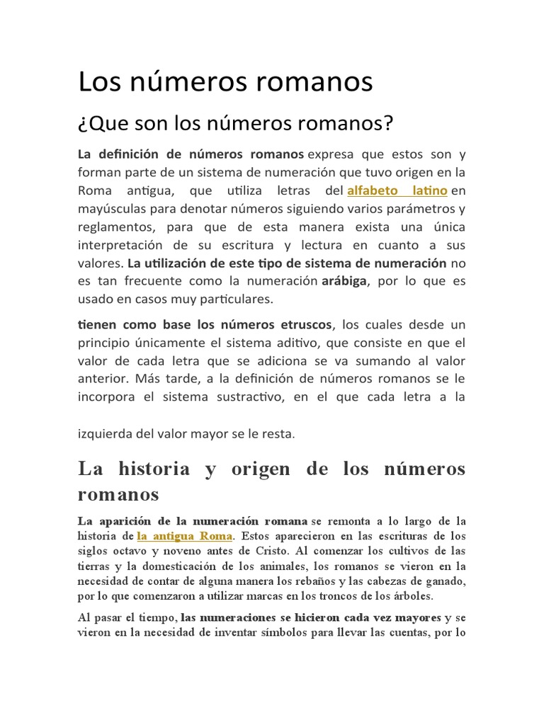 Los Números Romanos | PDF