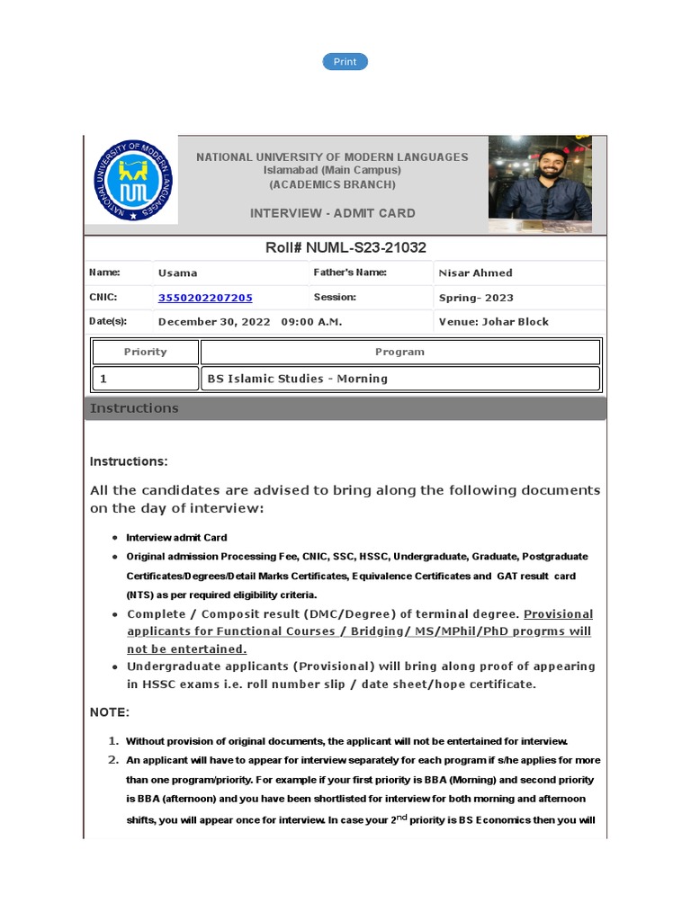 NUML | PDF | Higher Education | Academic Degree