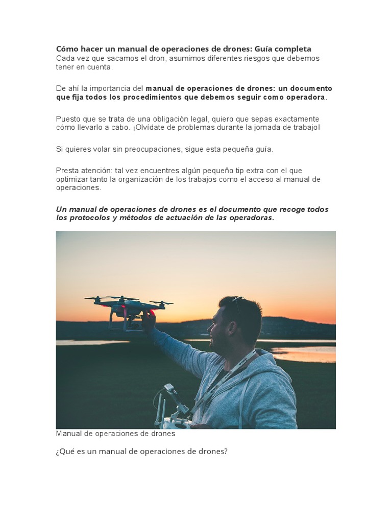 Cómo Hacer Un Manual de Operaciones de Drones | PDF | Vehículo aéreo no ...