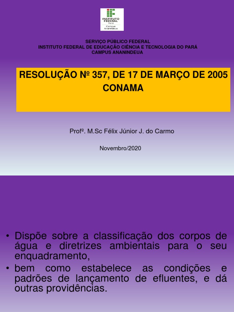 Aula 2 - Resolução 357-2005 30-11 | PDF | Salinidade | Ambiente natural