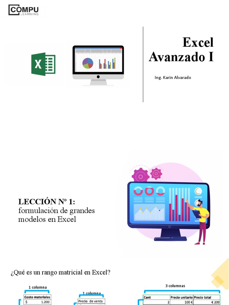 Excel Avanzado I: Ing. Karin Alvarado | PDF | Matriz (Matemáticas) | Álgebra lineal
