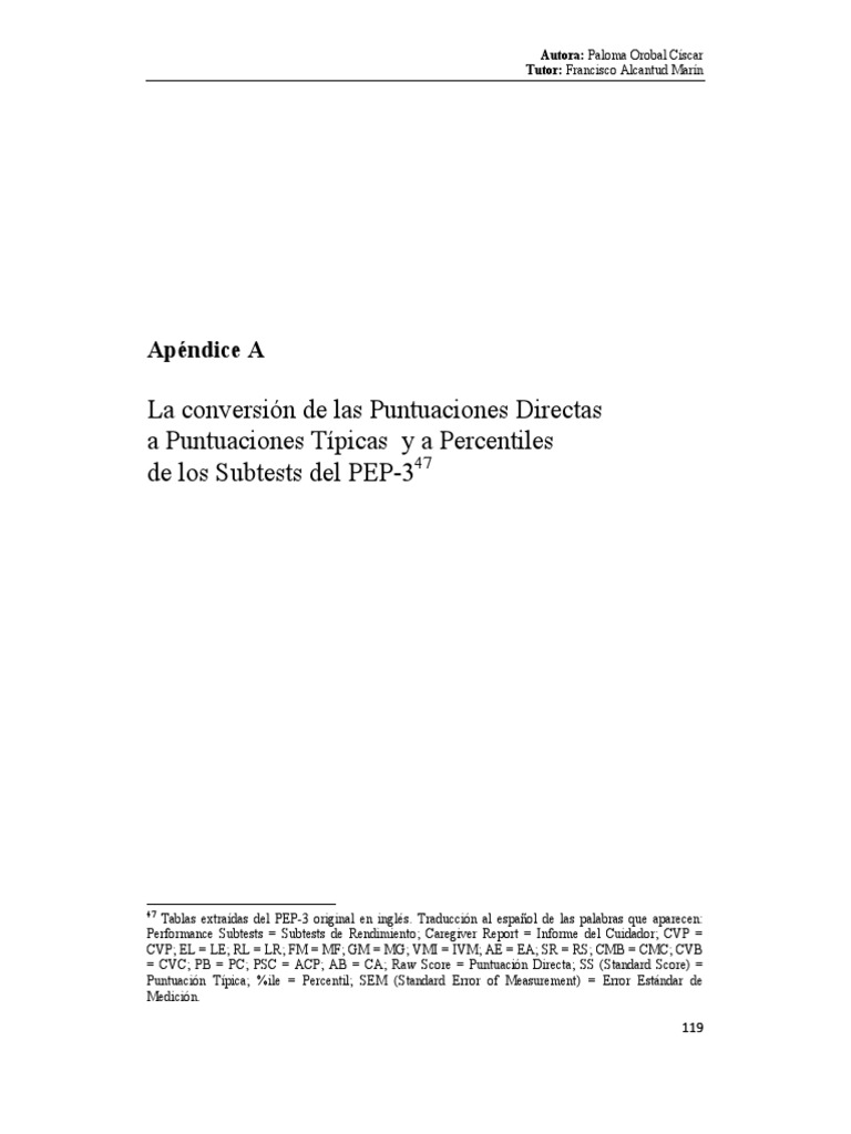 Tablas Pep 3 | PDF | Desarrollo infantil | Educación especial