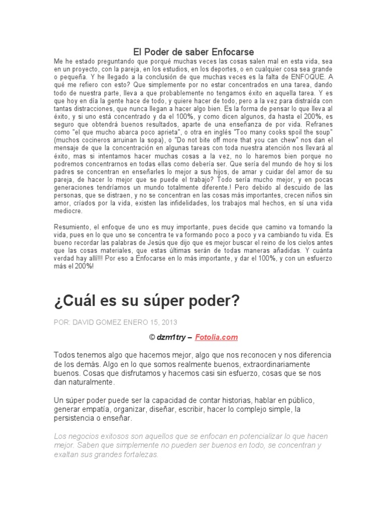 El Poder de Saber Enfocarse | PDF