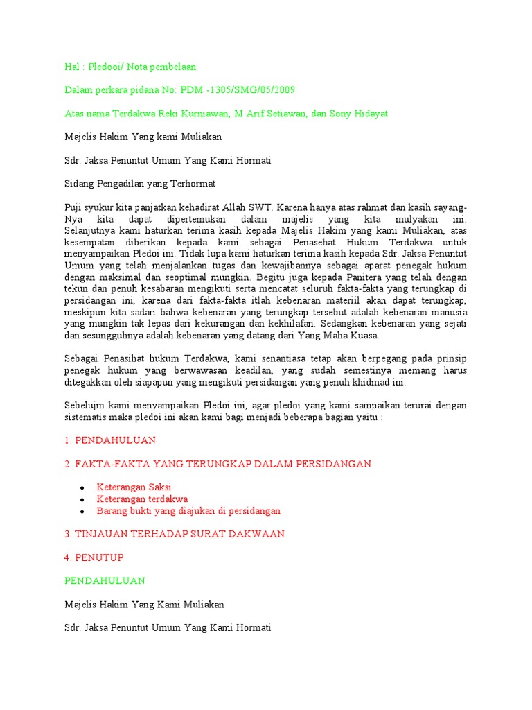 contoh pledoi | PDF