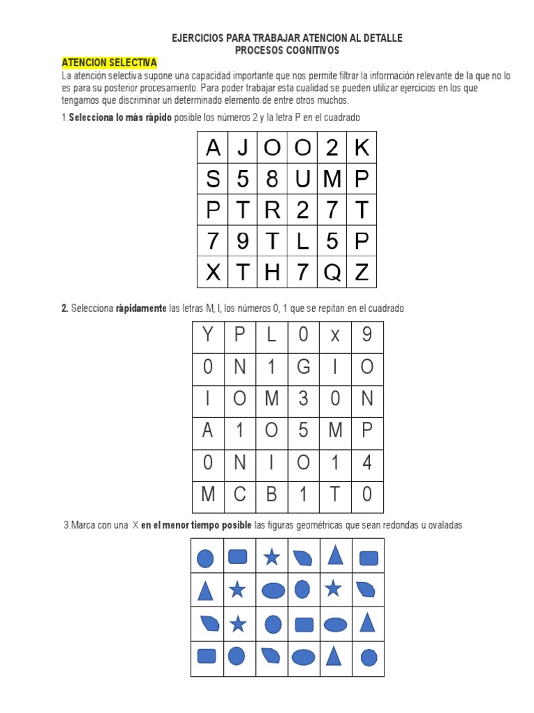Guia de Ejercicios-Atencion Al Detalle | PDF | Ciencia cognitiva | Cognición