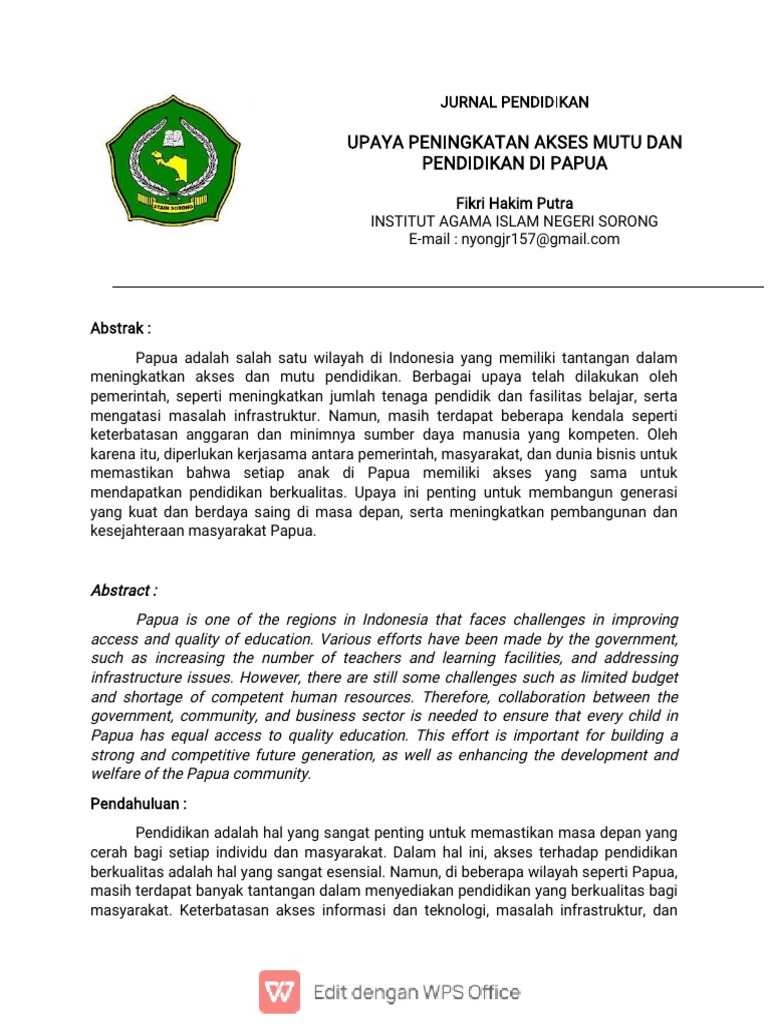 Akses Dan Mutu Pendidikan Di Papua | PDF
