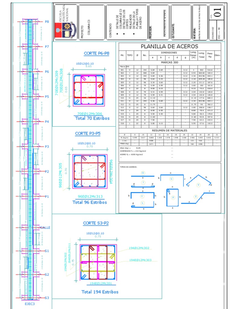 Planos Columnas GR8 | PDF