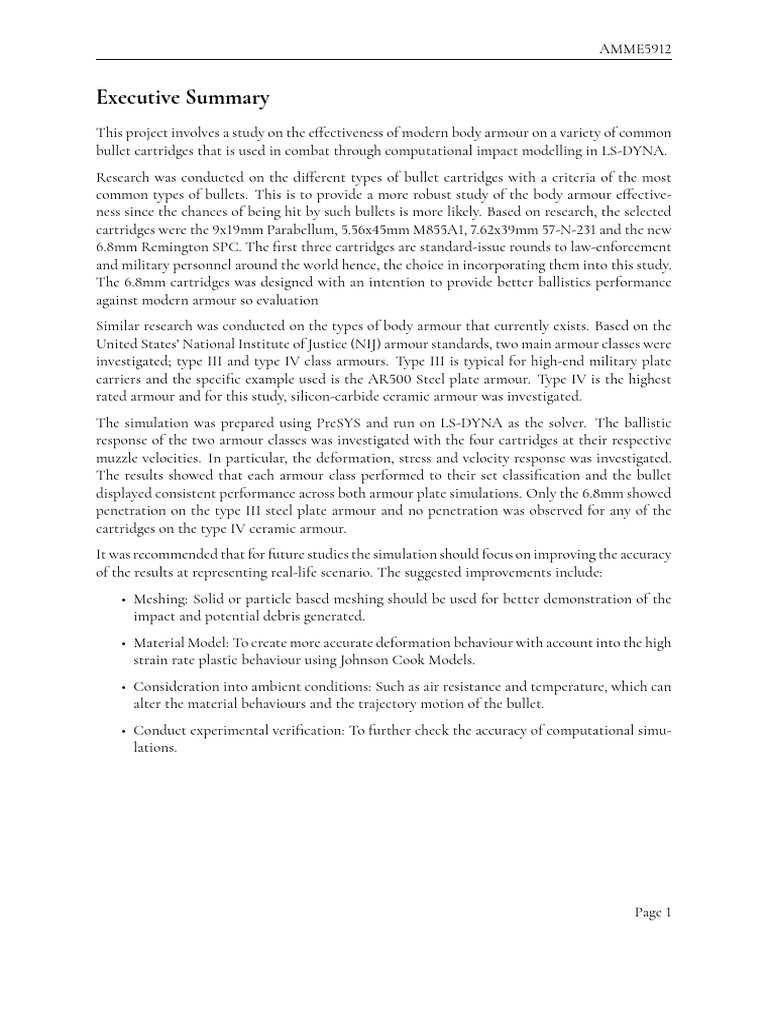 AMME5912 Project | PDF | Deformation (Engineering) | Strength Of Materials