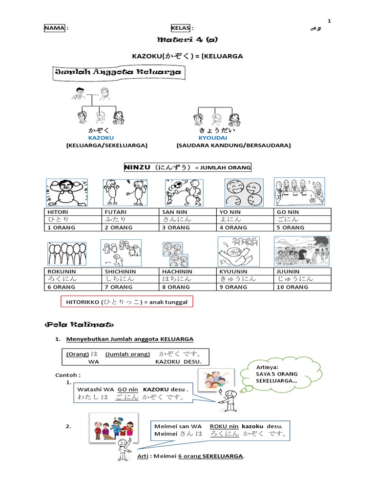 Bahan Ajar Kazoku 1 | PDF