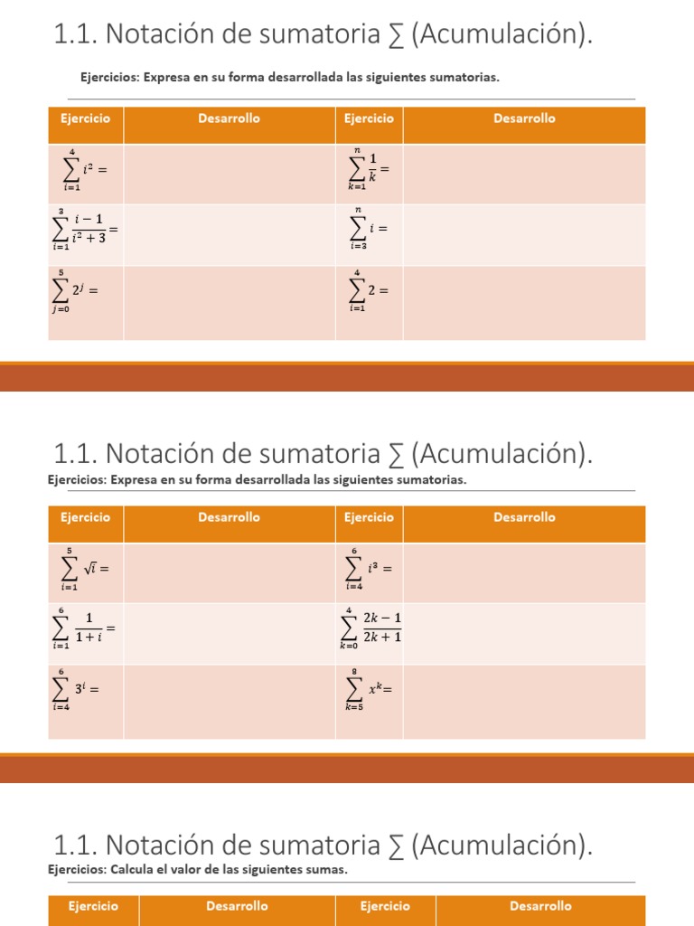 Ejercicios de Notación de Sumatoria | PDF | Suma | Matemáticas
