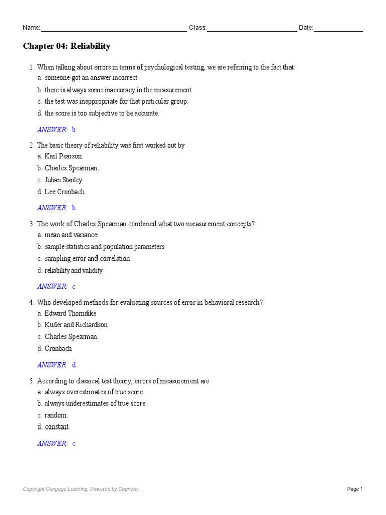 Chapter 04 Reliability | PDF | Variance | Observational Error