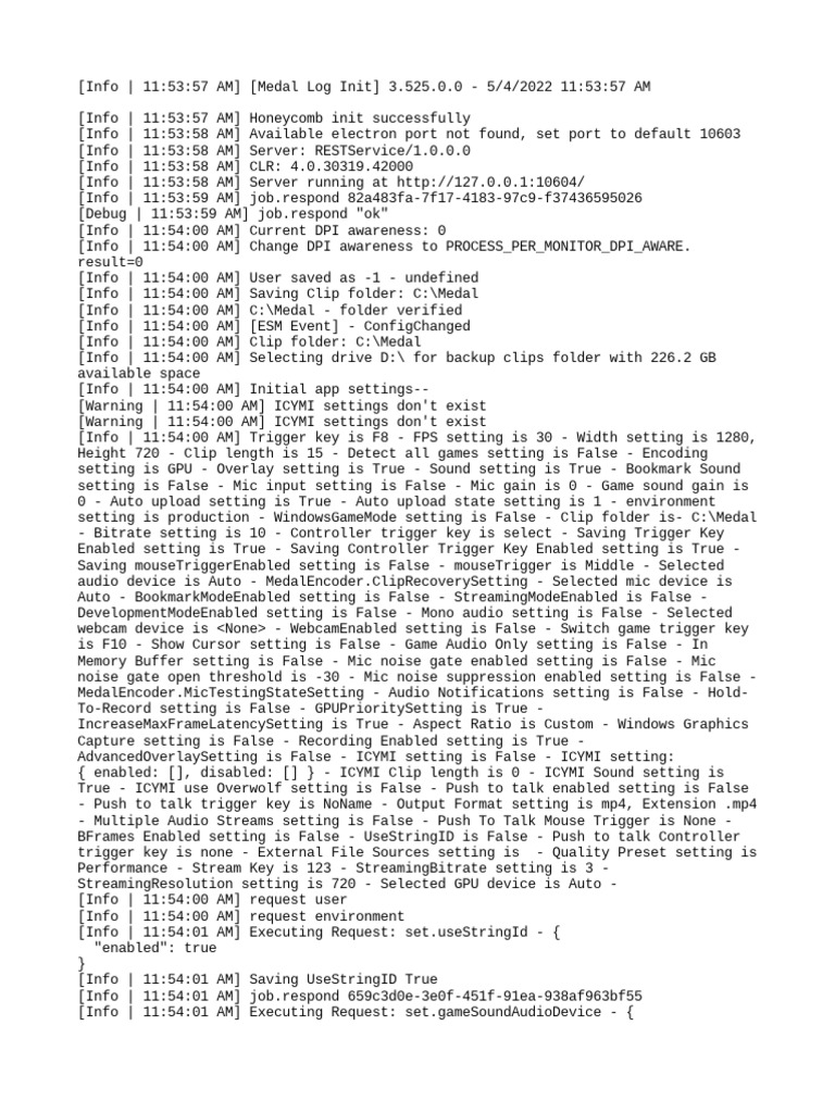 Medal App Configuration Log | PDF | Digital Audio | Software