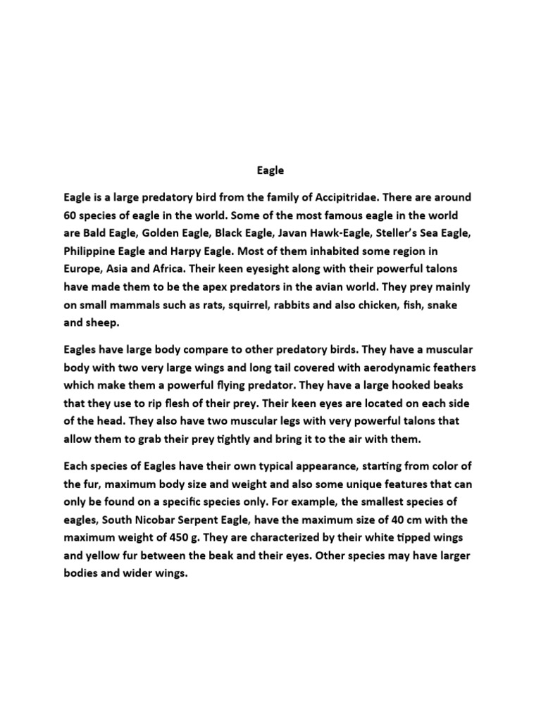 Eagle Report Text | PDF | Eagle | Predation