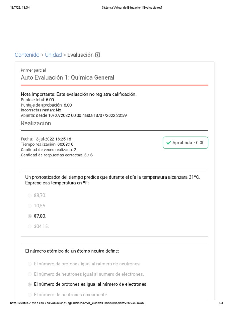 Quimica 1 Mi Espe 5 Puntos | PDF | Átomos | Química