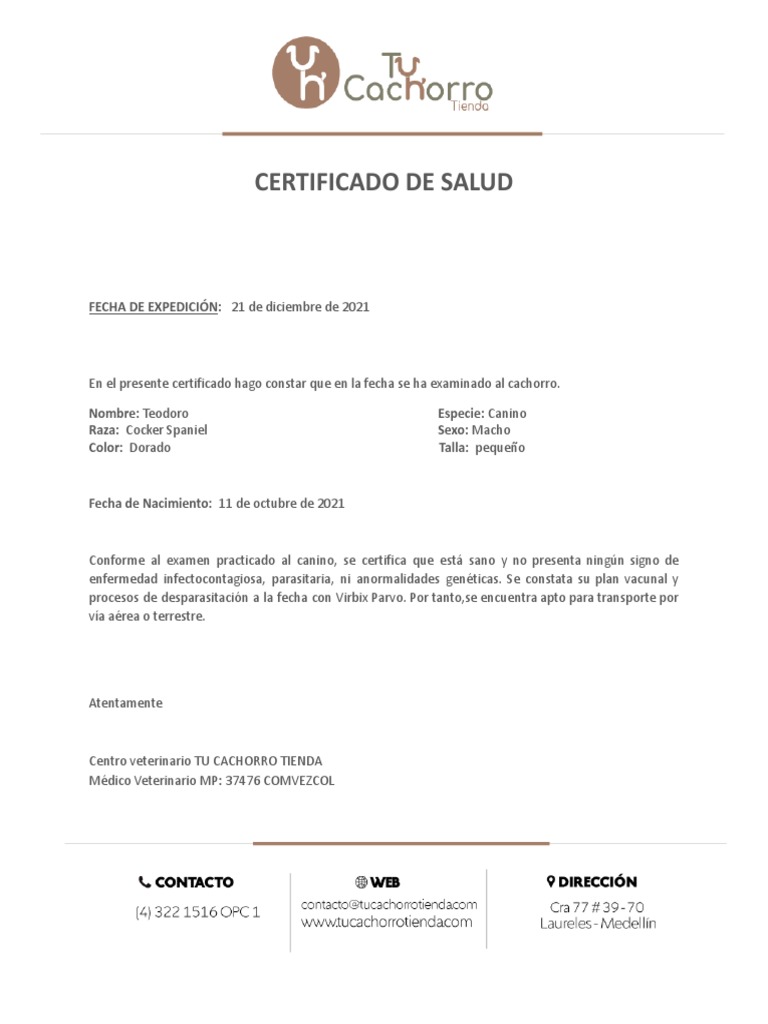 Certificado de Salud | PDF