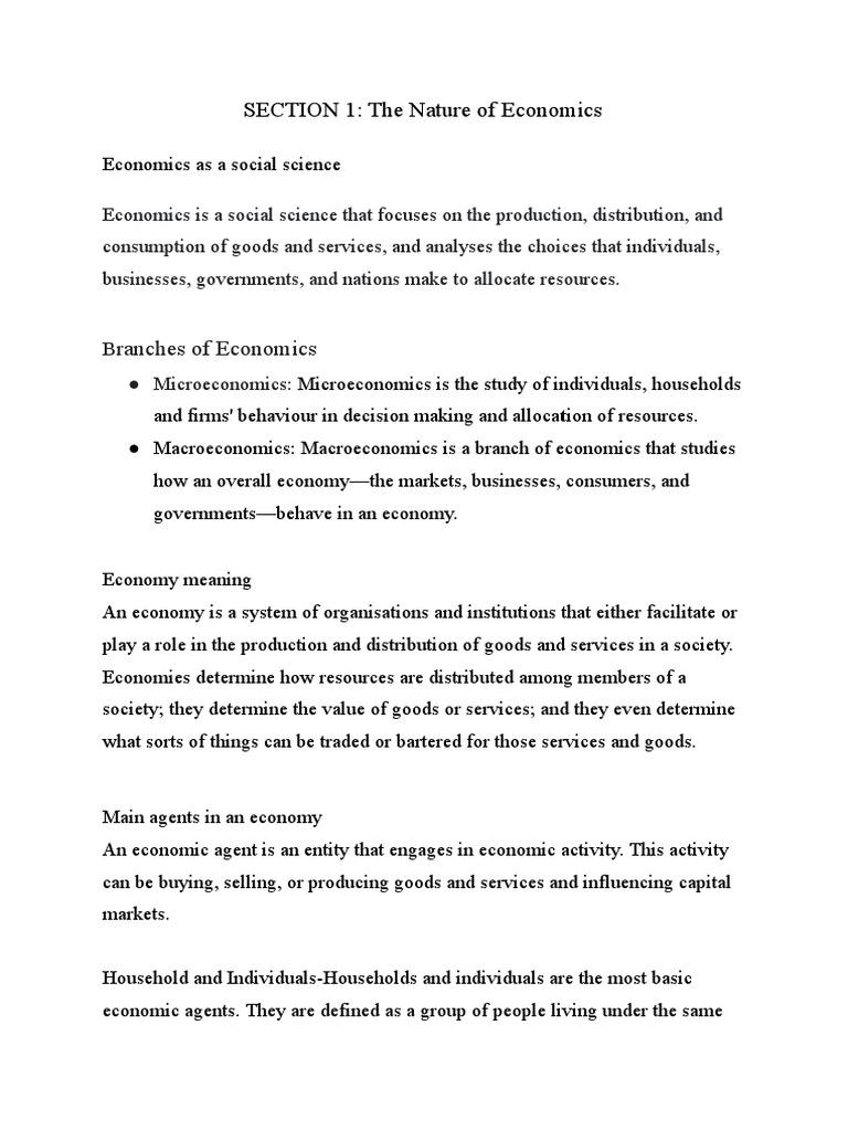 Nature of Economics Explained | PDF | Economics | Microeconomics