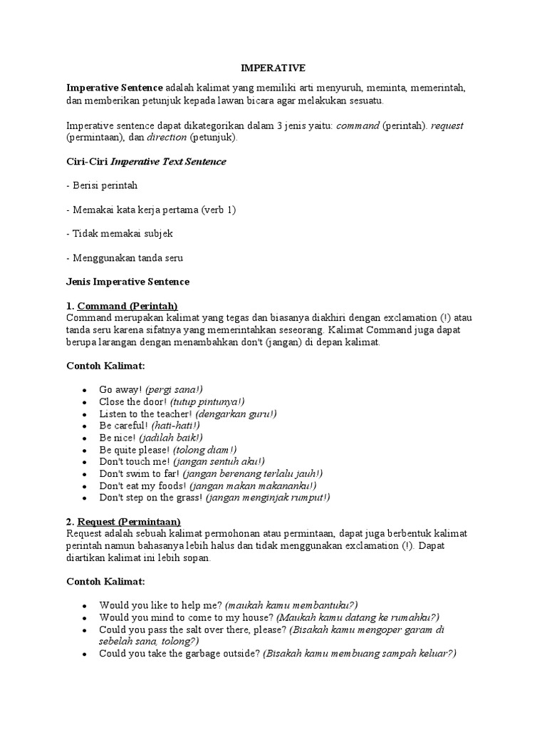 IMPERATIVE | PDF | Kajian Bahasa Asing | Pengembangan Diri