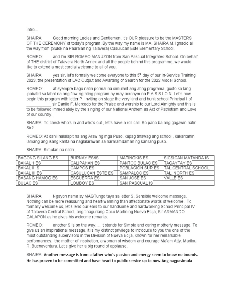 Program Script - Inset 2023 Pres - Output | PDF Program Script - Inset 2023 Pres - Output | PDF