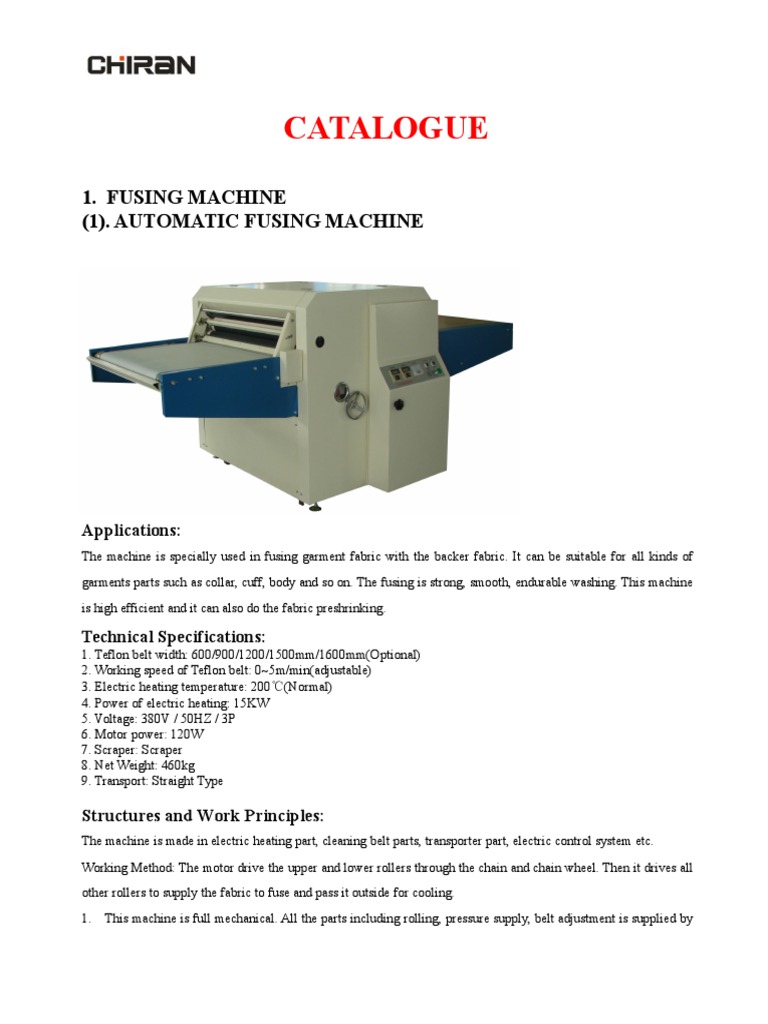 CHIRAN Fusing Inspection and Test Machine | PDF | Textiles ...