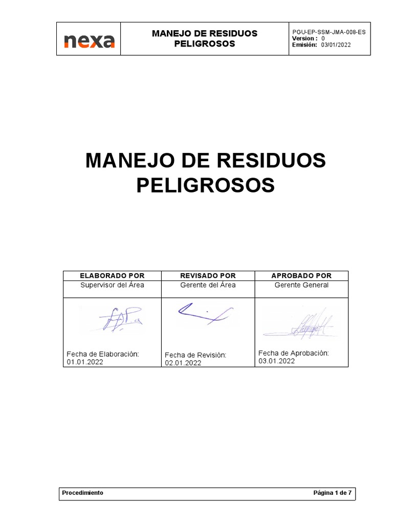 Manejo de Residuos Peligrosos | PDF | Residuos | Materiales