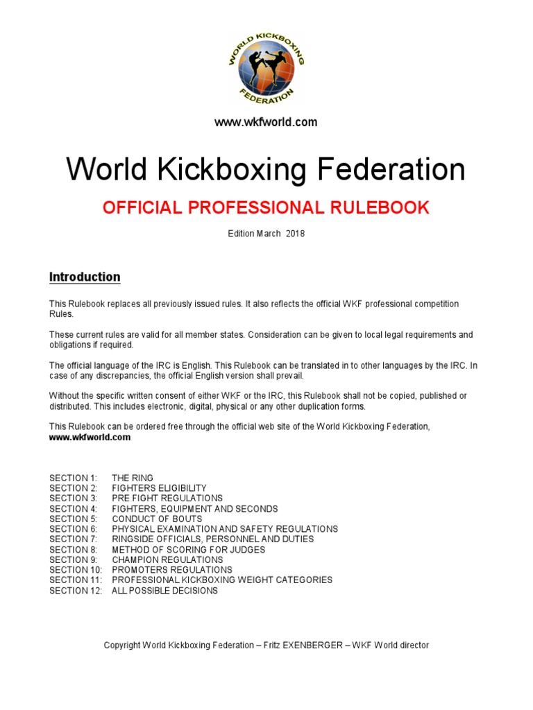 WKF Pro Rules | PDF | Referee | Combat Sports