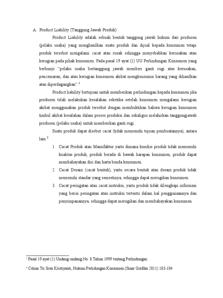 Tanggung Jawab Produk dan Perlindungan Konsumen | PDF
