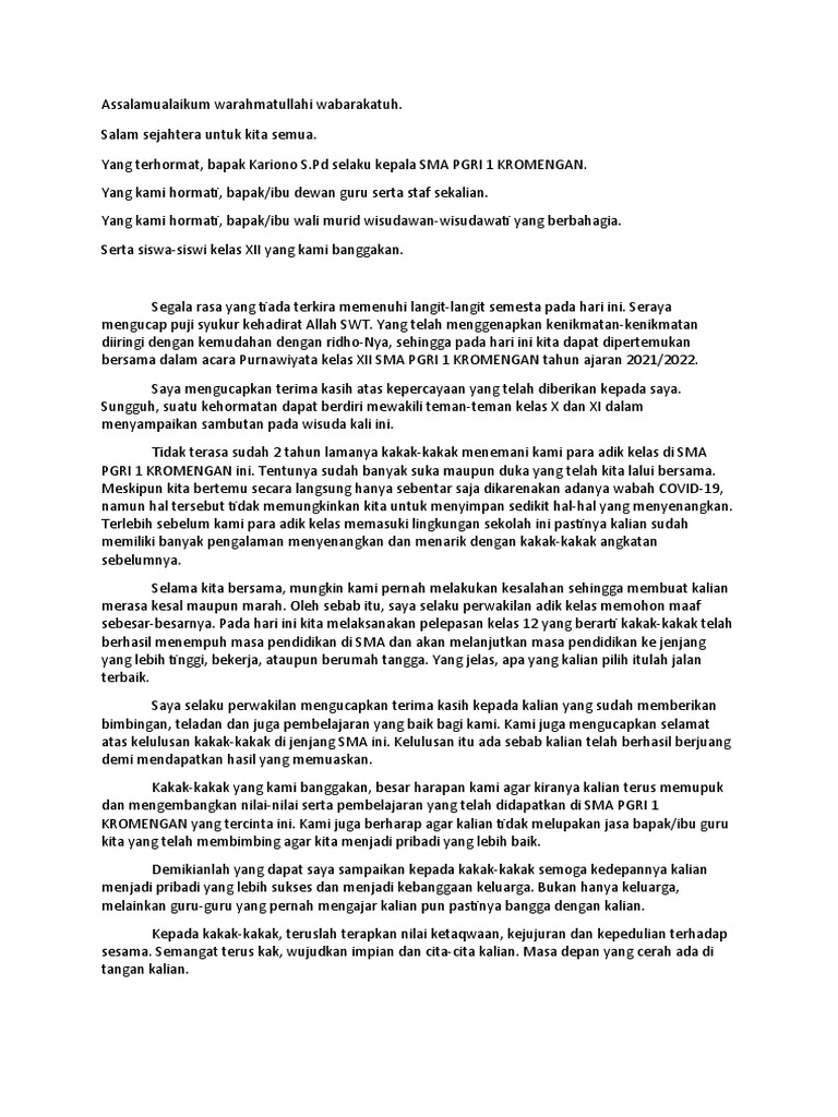 Teks Sambutan Wisuda Pdf Kesehatan Holistik Gaya Hidup