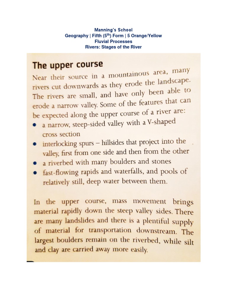 Stages of The River - The Upper Course and Features | PDF | Valley | Canyon
