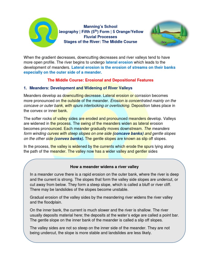 Stages of The River - The Middle Course and Features | PDF | Valley ...