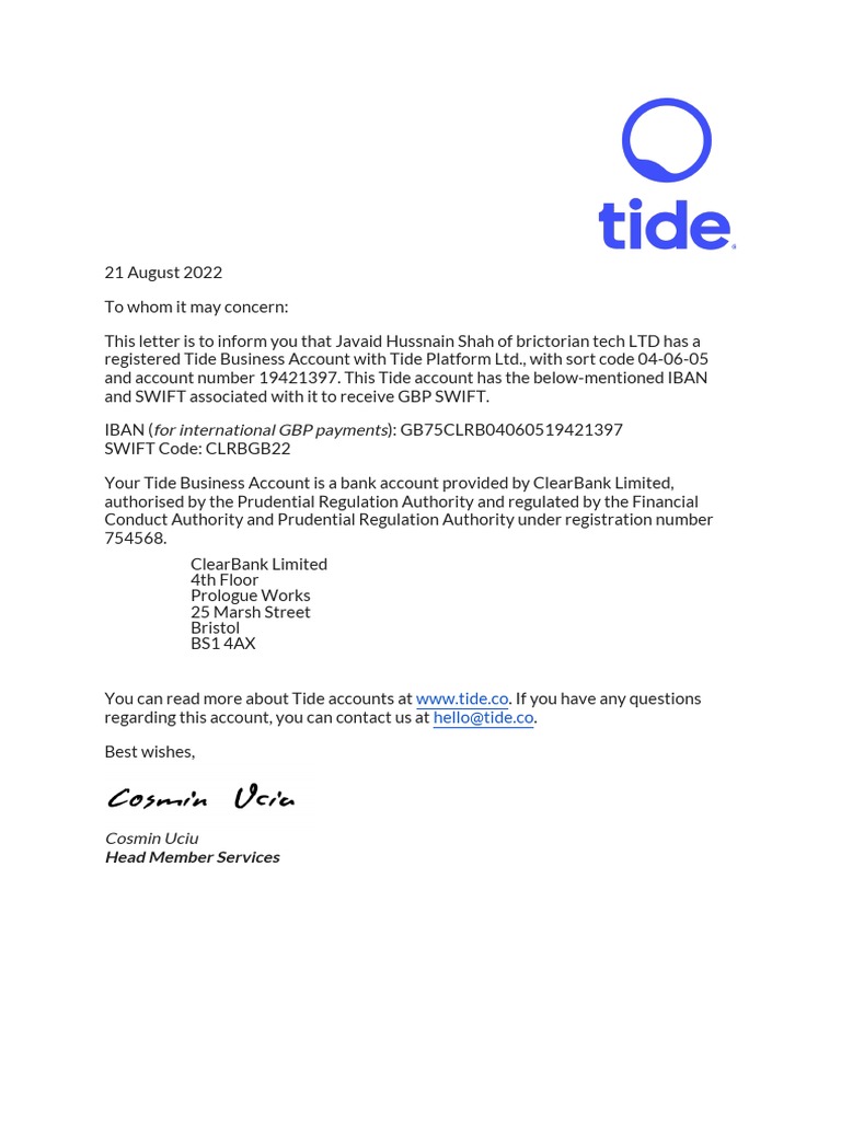 Account Verification Letter | PDF