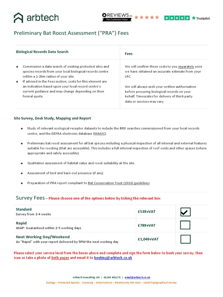 Arbtech Preliminary Bat Roost Assessment | PDF | Payments | Receipt