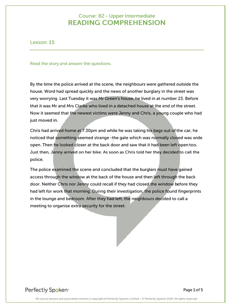 B2 - Lesson 11-15 - Reading Comprehension | PDF