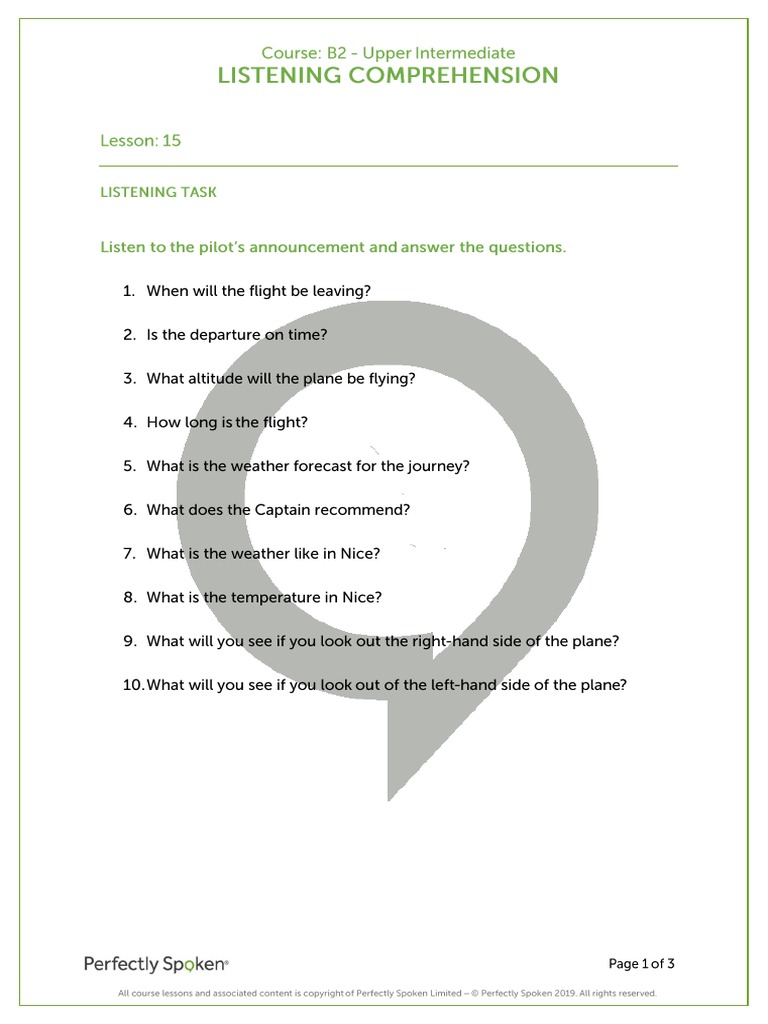 B2 - Lesson 11-15 - Listening Comprehension | PDF