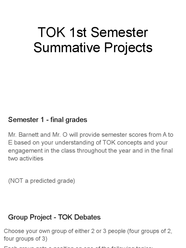 TOK 1st Semester Summative Group Project | PDF
