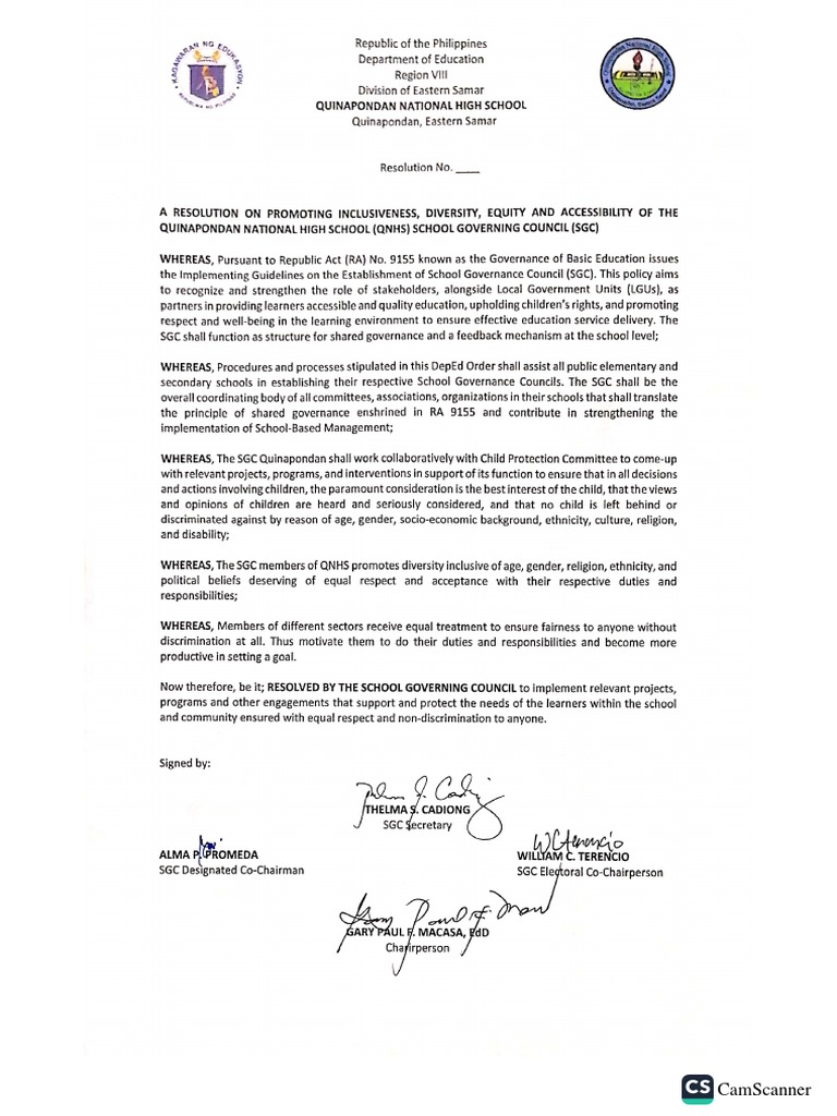 SGC Resolution Involving Variou Sectors | PDF