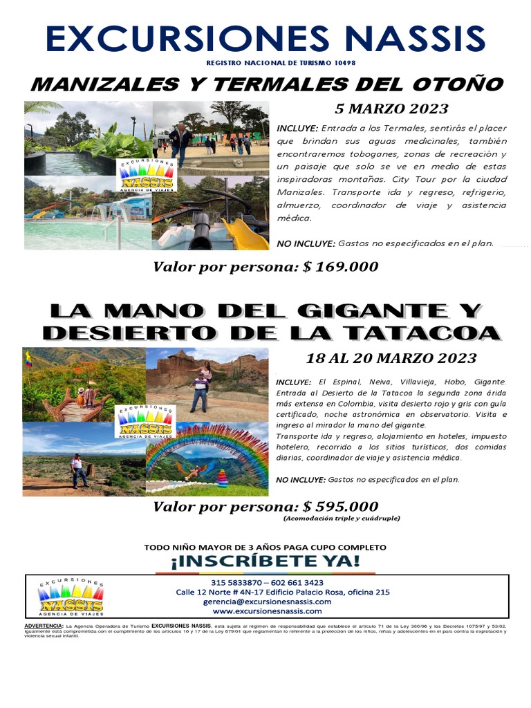 Excursiones Nassis Agencia de Viajes 2023 | PDF | Turismo | Industrias ...