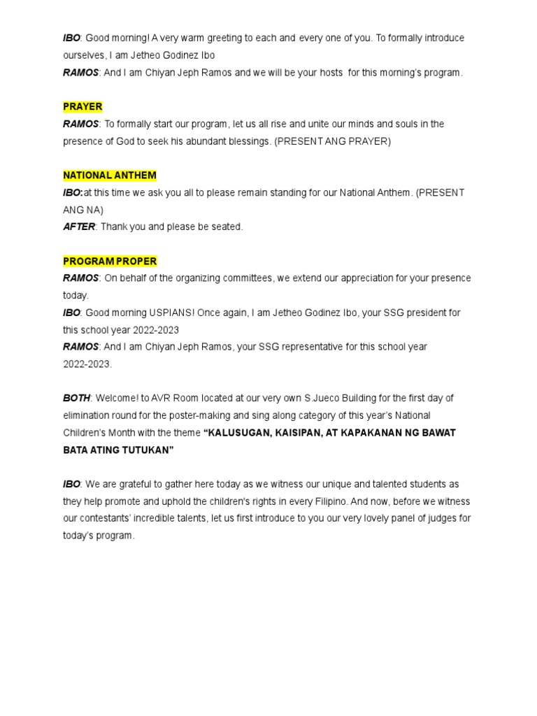 Script Sa Batang Ina | PDF