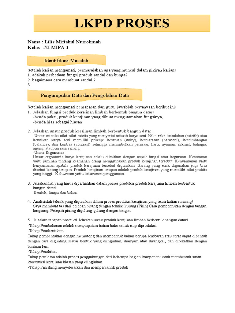 JAWABAN LKPD Proses Produksi | PDF
