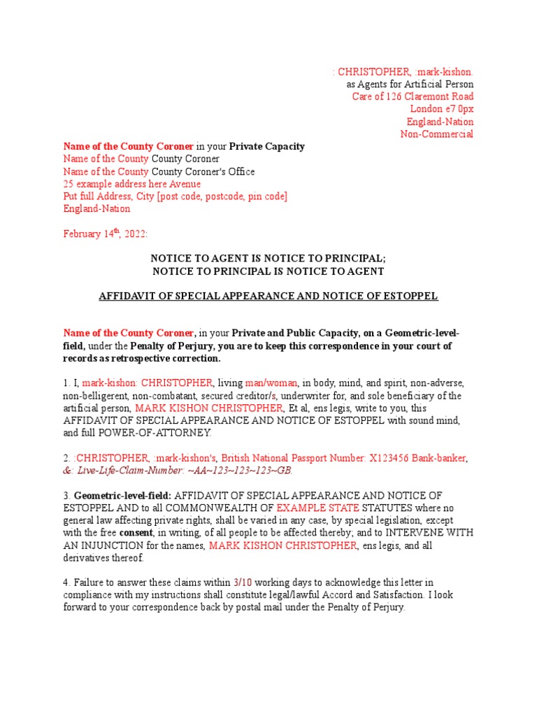 County Coroners Template Letter - Canadian People-1 | PDF | Justice ...