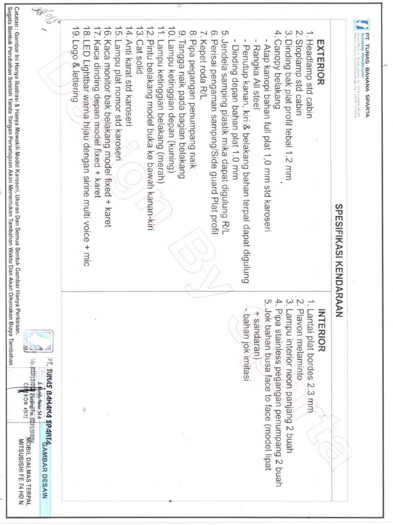 40 Spesifikasi-Mitsubishi FE 74 HDN-Dalmas Terpal | PDF