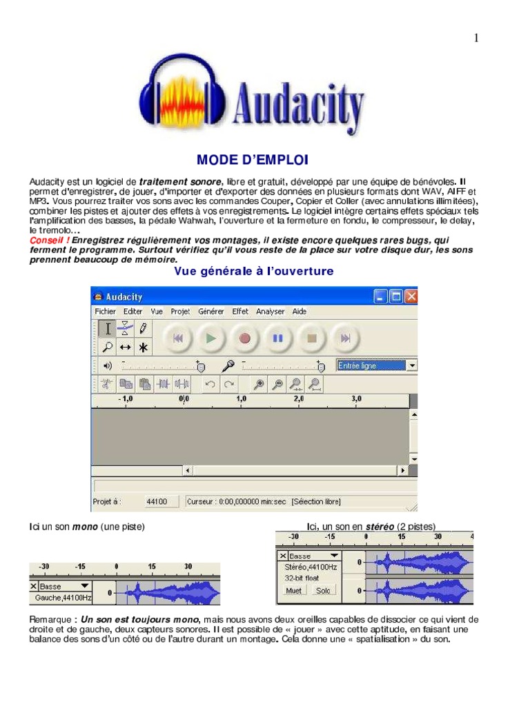 Audacity Mode D'emploi | PDF