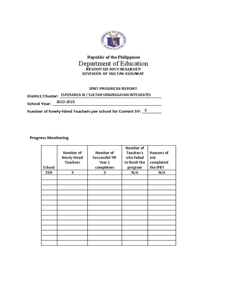 IPBT Progress Report | PDF | Mentorship | Behavior Modification