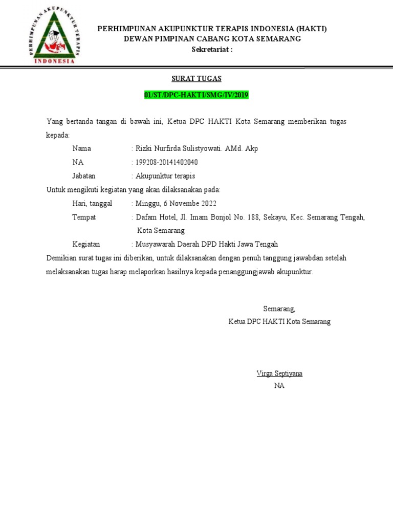 Contoh Surat Tugas | PDF